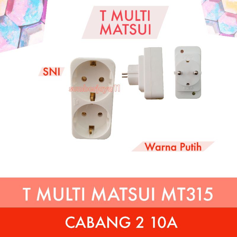 Jual Stop kontak Colokan T multi arde 2 lubang Matsui Cabang 2 steker T ...