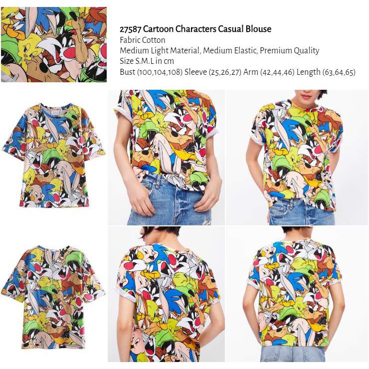 Jual 27587 Cartoon Characters Casual Blouse (1) | Shopee Indonesia