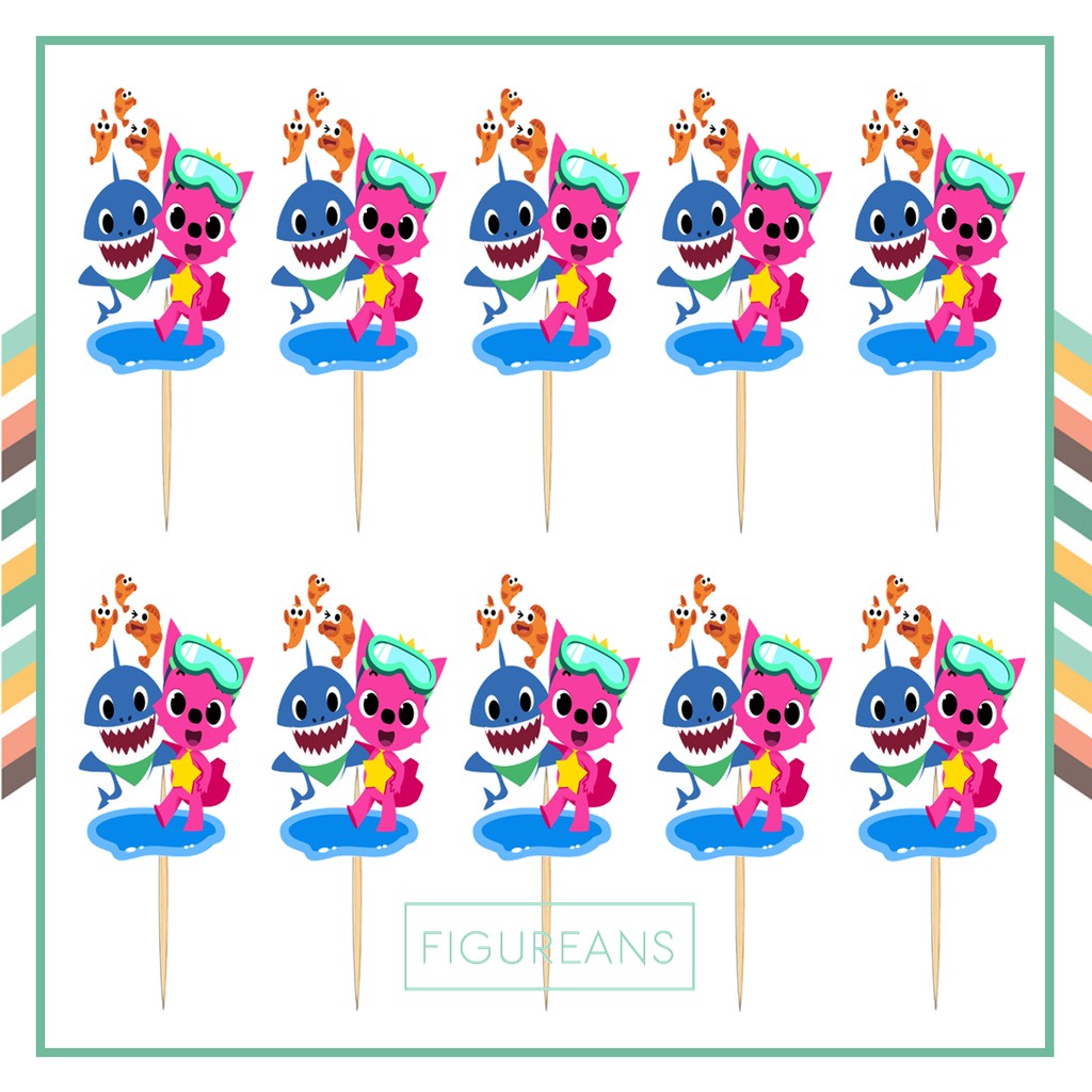 Jual PERLENGKAPAN PESTA HIU ISI 10 CUP CAKE TOPPER HIASAN KUE ULTAH ...