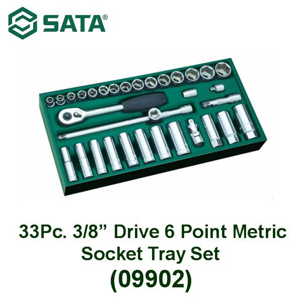 Jual SATA TOOL Kunci Socket Set 33 pcs 3/8 INCH Metric 6pt 09902 Tray ...