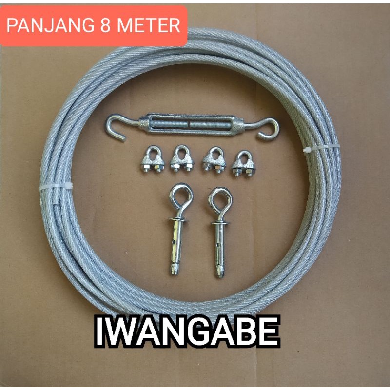 Jual Jemuran panjang 8 meter Promo tali kawat seling sling kuat Indoor ...