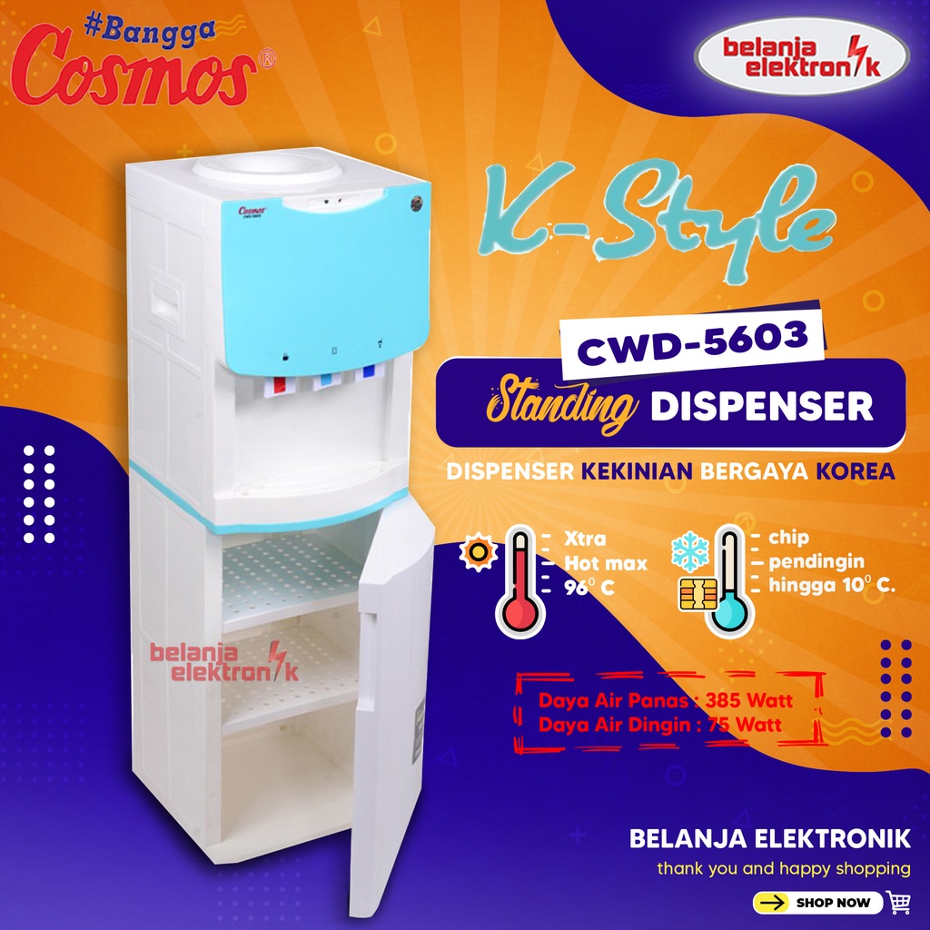 Jual DISPENSER TINGGI 3 KERAN COSMOS CWD-5603 GALON ATAS HOT NORMAL ...