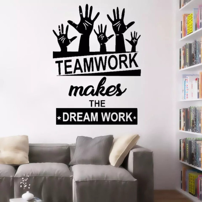 Jual Wall Cutting Sticker Stiker Dinding Kaca Team Work Make Dream Work ...