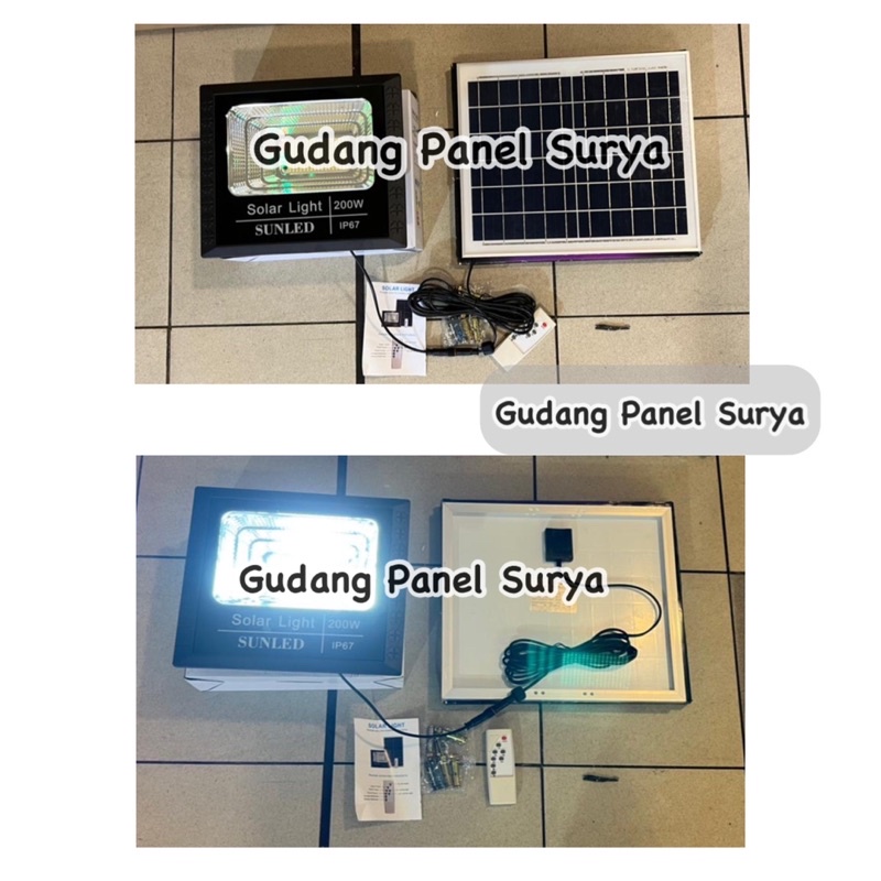 Jual Lampu LED Sorot 200W Solarcell Panel Surya FloodLight SUNLED - 6500K | Shopee Indonesia