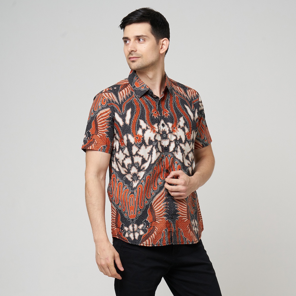 Jual RGB Clothing Company Kemeja Batik Pria Pola Lengan Pendek Oranye ...
