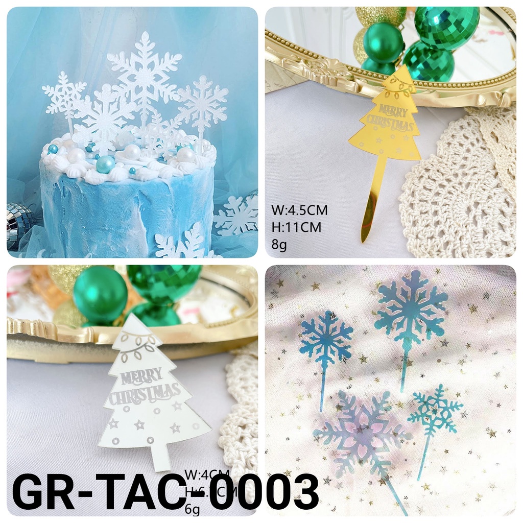 Jual GT-TAC-0003 Topper akrilik christmas pohon natal frozen snowflakes ...