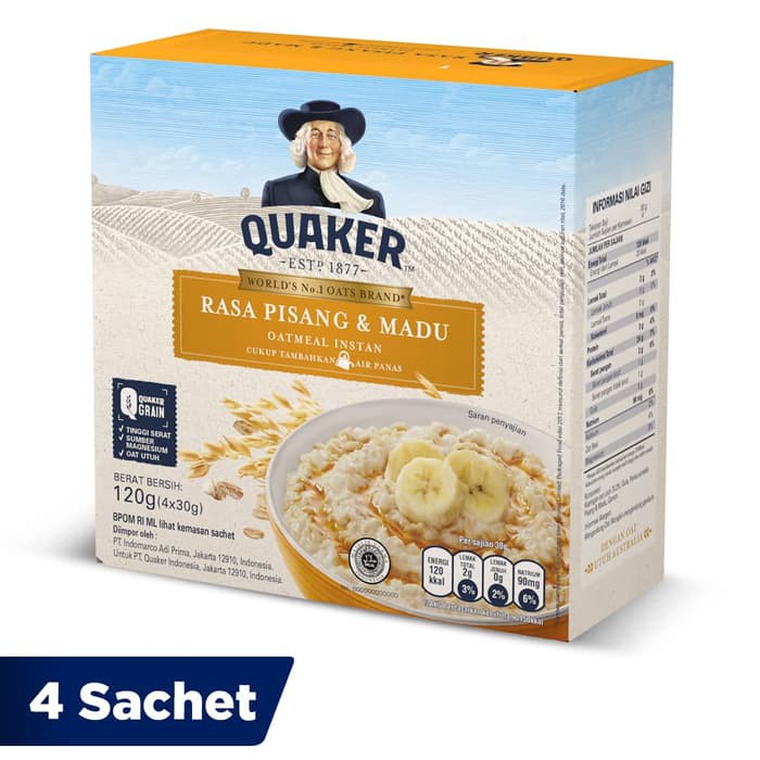 Jual Quaker Oatmeal Pisang Madu Box 4 Sachets | Shopee Indonesia