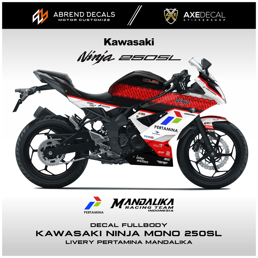 Jual DECAL FULLBODY NINJA MONO 250 SL MANDALIKA PERTAMINA / STIKER ...