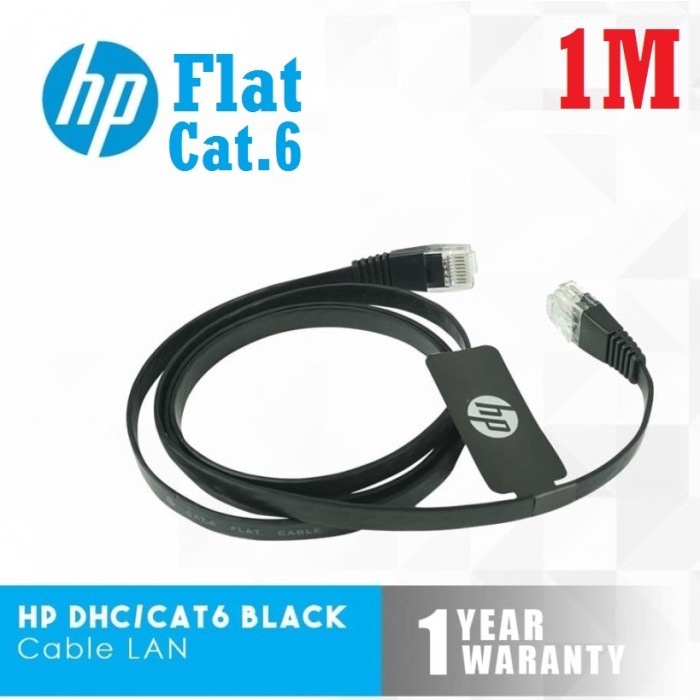 Jual Kabel Lan 1 Meter HP DHC-CAT6 FLAT Black Internet Terbaik Siap ...
