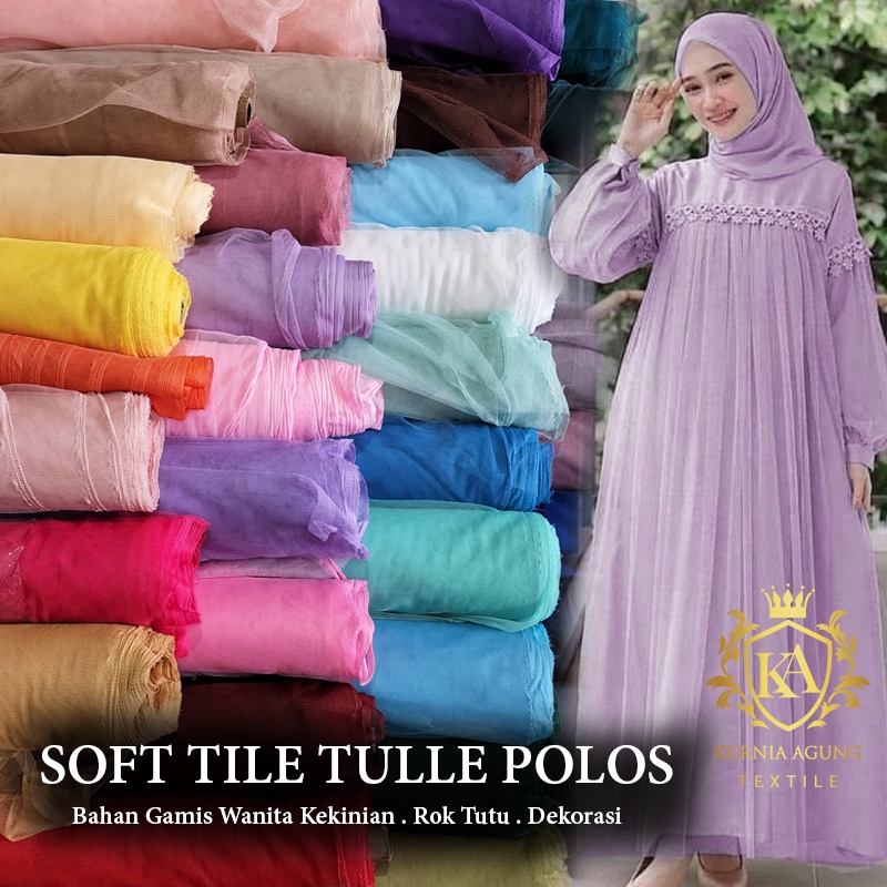 Jual Soft Tulle Premium Kain Tile Polos Halus Jatuh Meteran Bahan Gamis ...