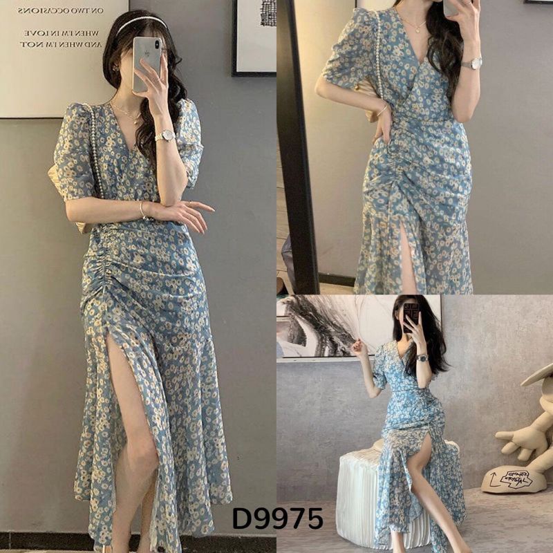 Jual Daisy Blue Pull Up Slit Dress (preloved) | Shopee Indonesia