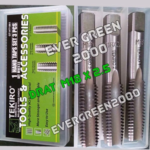 Jual Dijual Hand Tap Drat set 3 pcs TEKIRO M18 x 2.5 18 mm - Alat Bikin ...