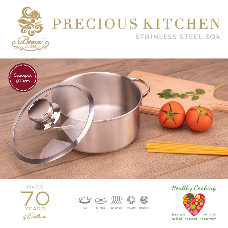 Jual Bima Precious Kitchen Saucepot 20x10 cm with glass cover | Shopee ...