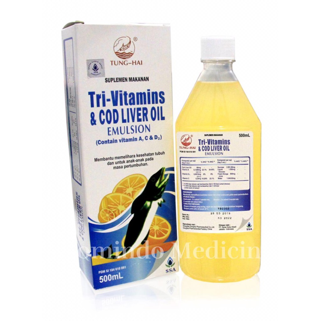 Jual Obat Tradisional China TRI-VITAMINS & COD LIVER OIL 500ml | Shopee ...