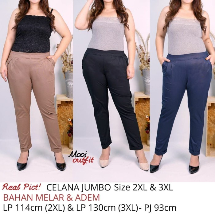 Jual V0Ldpovf Celana Wanita Jumbo Katun Stretch Murah Fit To 3Xl - Xxxl, Cokelat Gfg201Uy ...