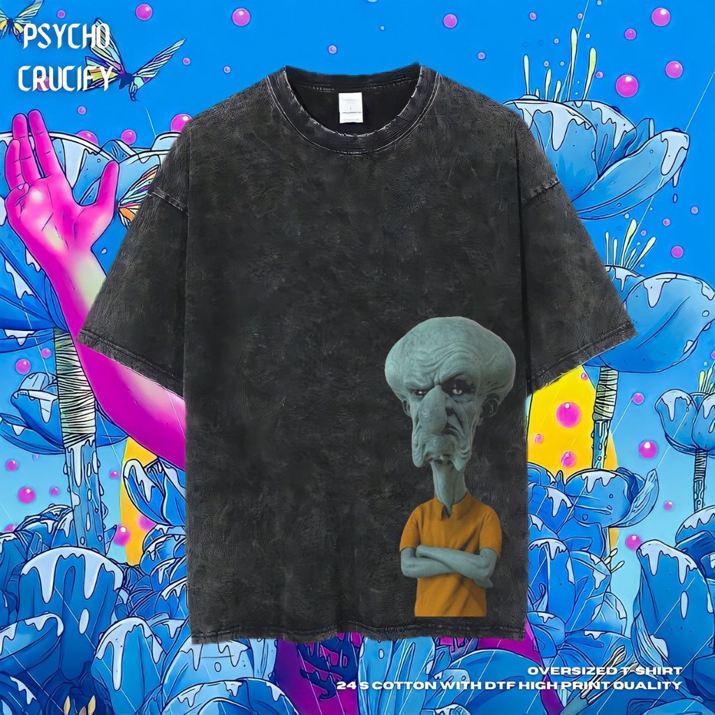 Jual Psycho Crucify "Creepy Squidward" Oversized T-Shirt | Stone Wash ...