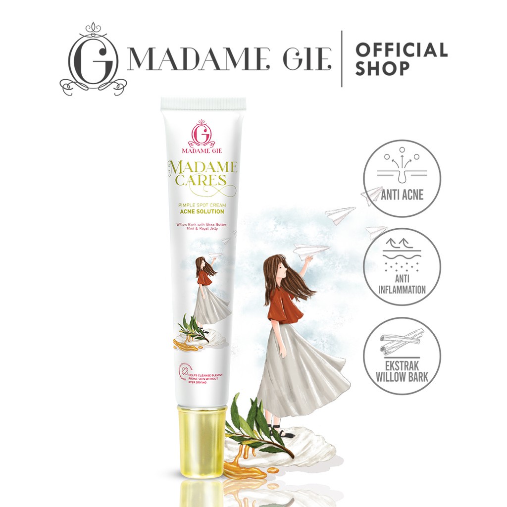 Jual Madame Gie Madame Cares Pimple Spot Cream Acne Solution - Skin Care Acne Spot Gel | Shopee ...