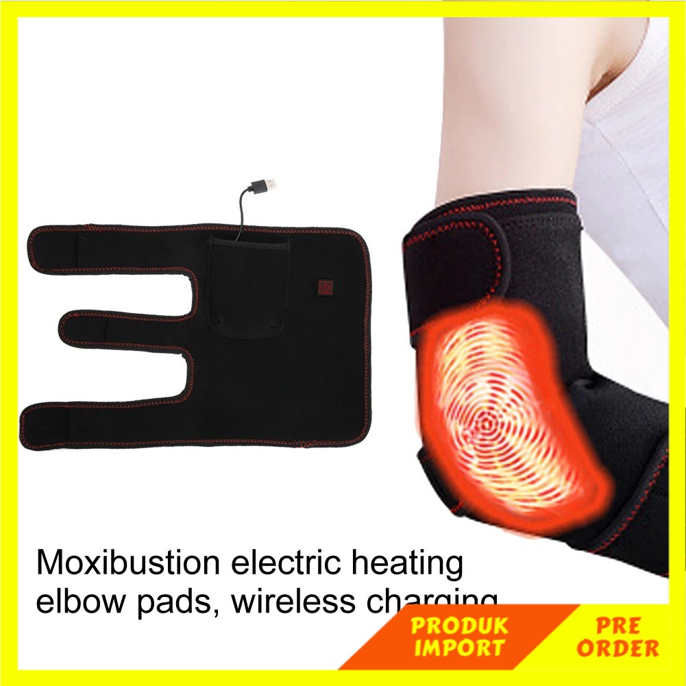 Jual PRODUK PO USB Electric Heating Elbow Pad Warming Therapy with Moxibustion Bag Brace Support ...