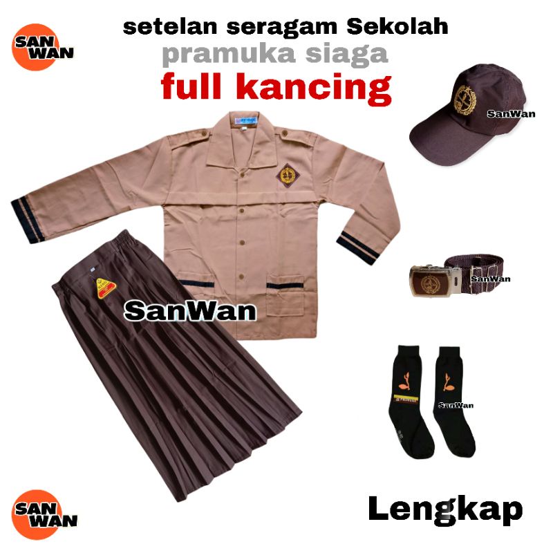 Jual Setelan Pramuka Siaga Full Kancing Sekolah SD Perempuan Baju ...