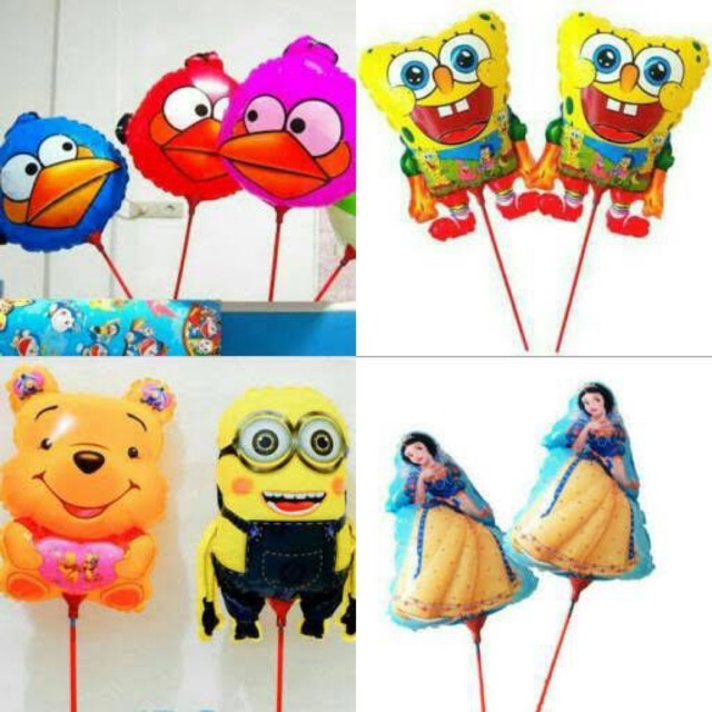 Jual balon foil karakter stick (harga sudah termasuk stik) size 40CM ...