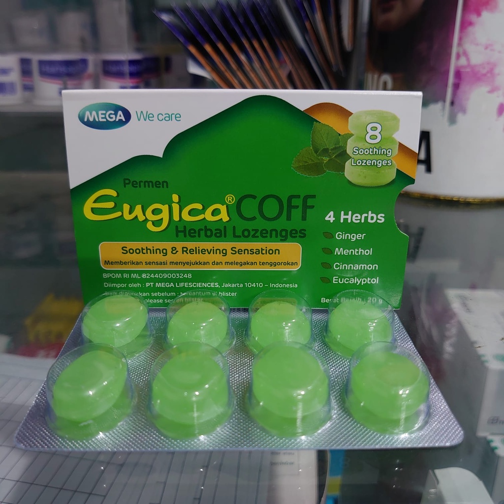 Jual Permen Pelega Tenggorokan Eugica Coff Herbal Lozenges - 1 strip ...