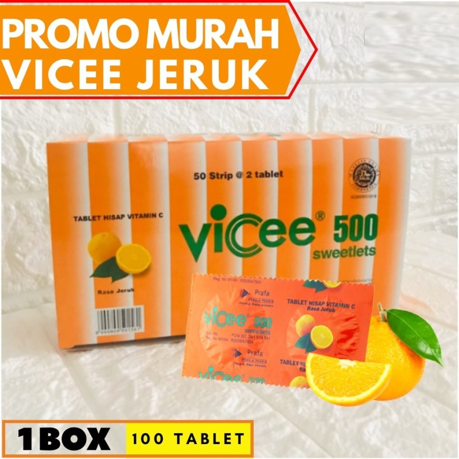 Jual Vitamin C Vicee Orange 1 box - 100 Tabs - Vit C 500mg -Vitamin C ...