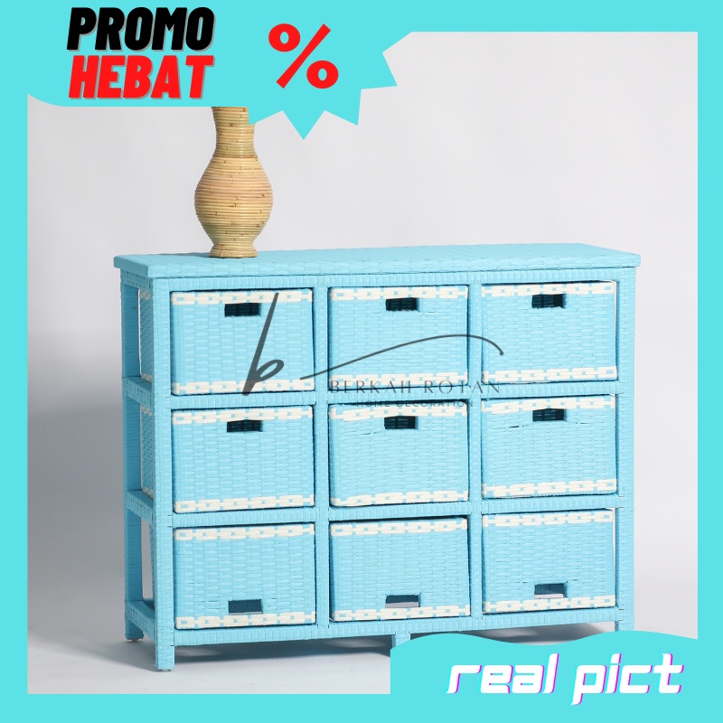 Jual LEMARI RAK MINIMALIS 9 LACI FULL COLOR ROTAN SINTETIS | Shopee ...