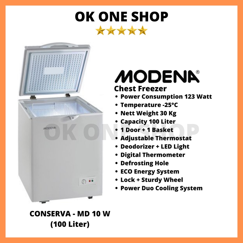 Jual MODENA Chest Freezer Conserva MD-10W (100 Liter) | Shopee Indonesia