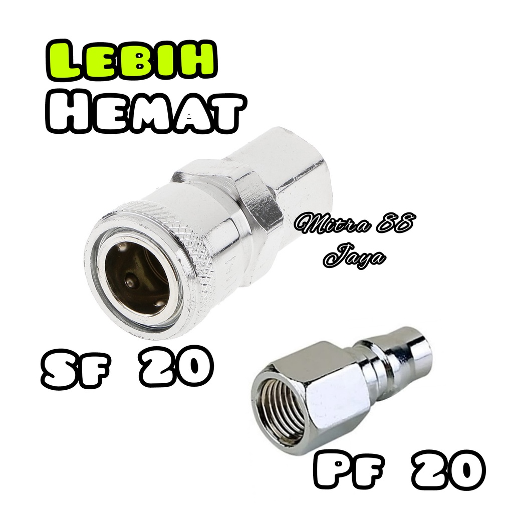Jual [SF20+PF20] Air Quick Coupler Plug Nepel Cuk Kopler Angin ...