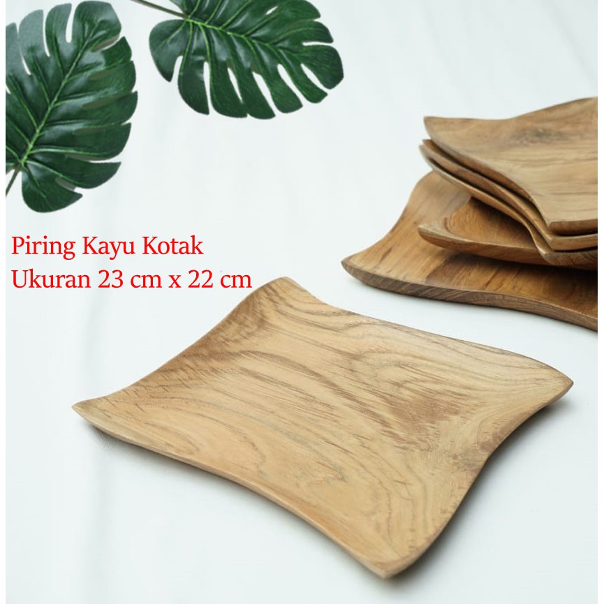 Jual Piring Kayu Jati Food Grade Bentuk Kotak Ukuran 23 cm x 22 cm ...