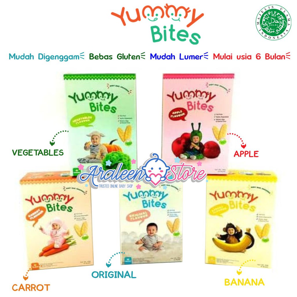 Jual Yummy Bites Crackers 25gr Cemilan Bayi / Snack Bayi / Biskuit Bayi ...