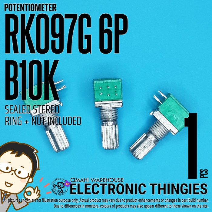 Jual RK097G B10K 6P SEALED STEREO POTENTIOMETER POTENSIO POT 10K 10 K ...