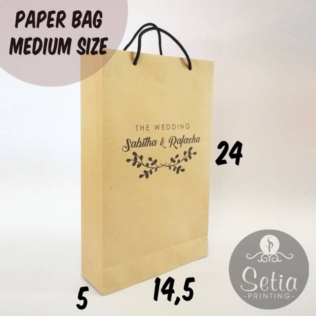 Jual Paper bag medium size 14,5 x 5 x 24 tas kertas desain custom ...
