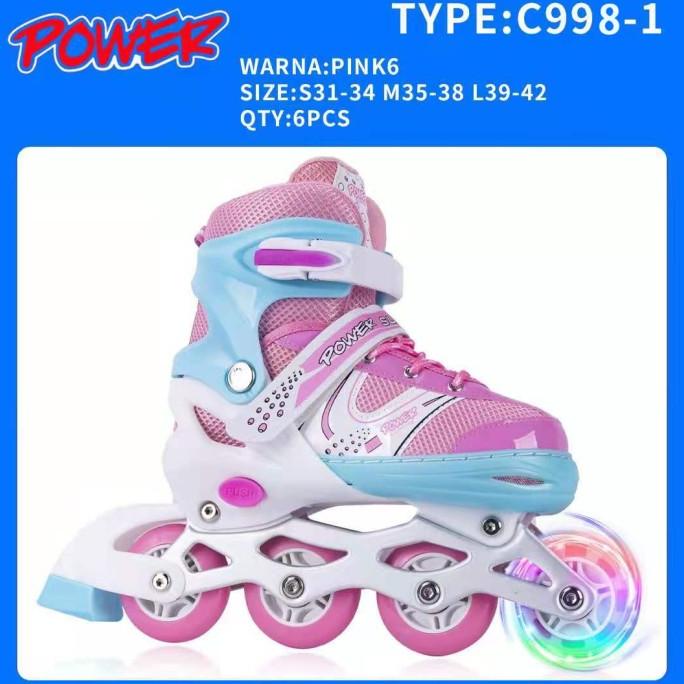 Jual Sepatu Roda Anak Cewek Power Art 950-1 Pink (S M L ) Termurah ...