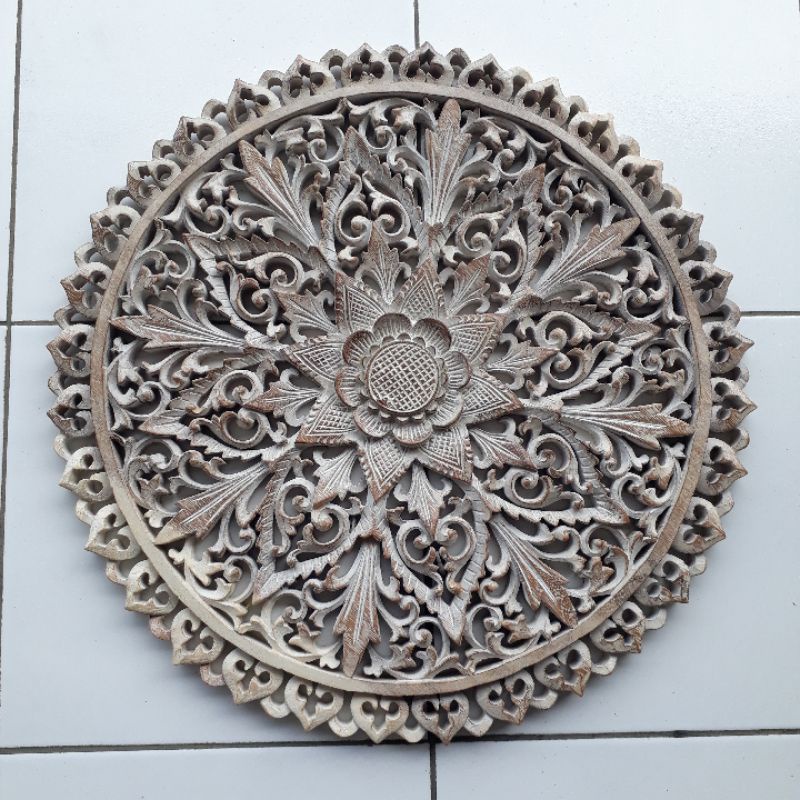 Jual Pajangan dinding kayu ukiran Bali frame bundat diameter 50cm Home ...