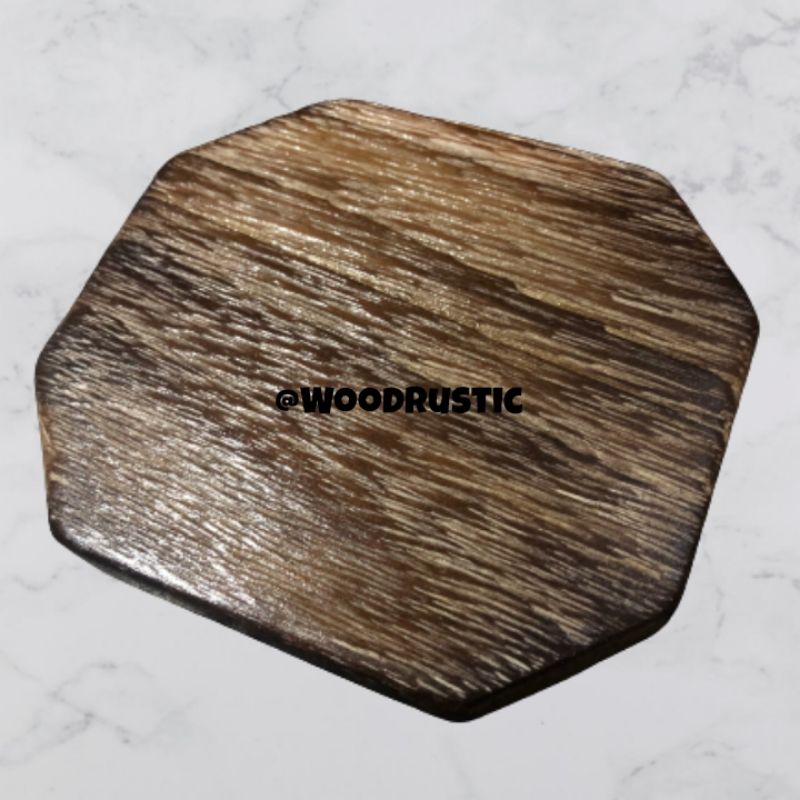 Jual COASTER KAYU ALAS GELAS KAYU JATI HEXAGONAL ALAS GELAS RUSTIC WOOD ...