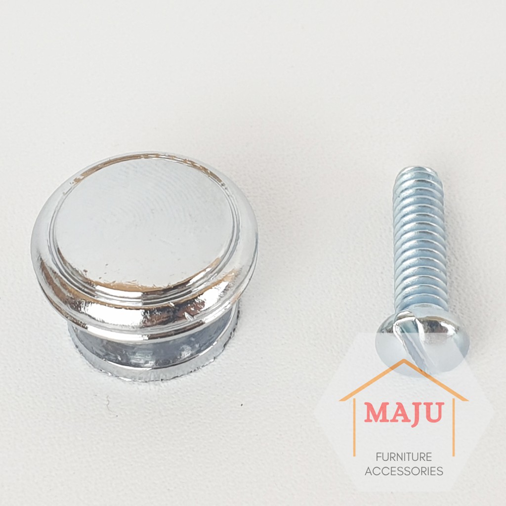 Jual Knob Knop Stainless Besi Bulat Putih Chrome (Tarikan Handle Laci ...