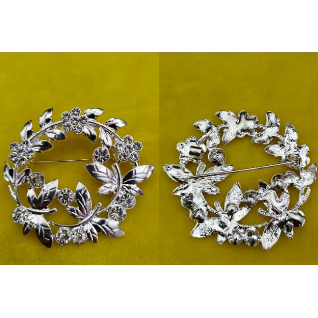 Jual Bros daun bunga permata imut gold silver | Shopee Indonesia