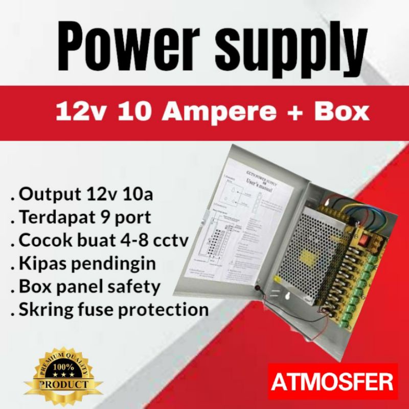 Jual POWER SUPLY CCTV 12V 10 BOX PANEL SKRING POWER SUPLY BOX 12V 10 ...