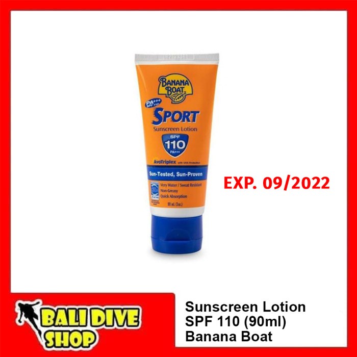 Jual Banana Boat Lotion Sport Sunscreen SPF 110 (90 ml) ( Bali Dive ...