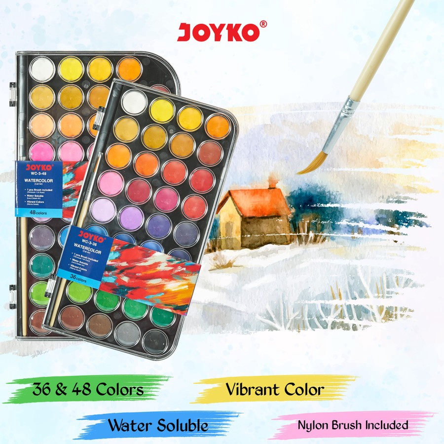 Jual Joyko Watercolor Set 36 / 48 - Cat Air Joyko Set 36 / 48 Warna (WC ...