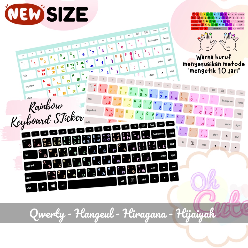 Jual Rainbow Keyboard Sticker 4 Models for Windows Vynil Laminated - Oh ...