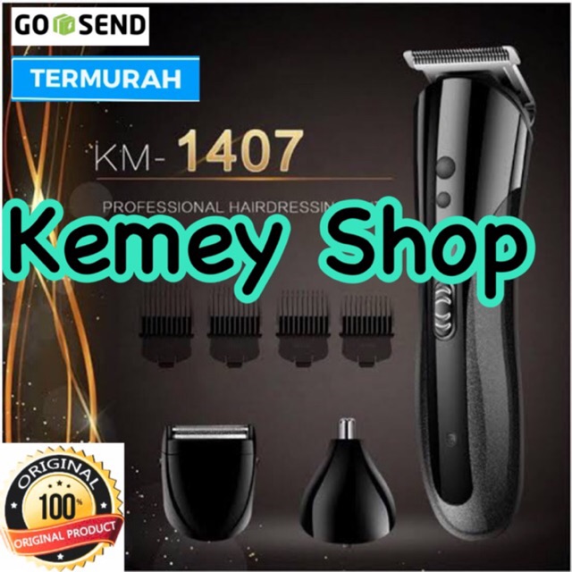 Jual Mesin Cukur KM1407 Kemei KM-1407 Clipper 3 in1 Alat cukur rambut charger | Shopee Indonesia
