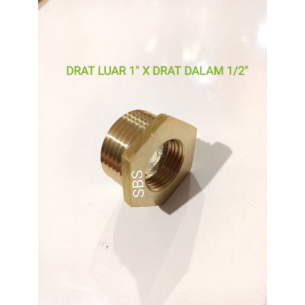 Jual Neple Sok Sambung Kuningan Drat luar 1" x drat dalam 1/2" / Neple Vlok Ring 1inch x 1/2inch ...