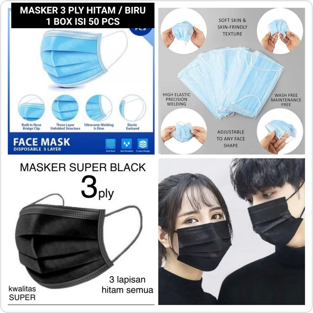 Jual MASKER DISPOSABLE PROTECTIVE 3 PLY EARLOOP PER BOX ISI 50 PCS ...