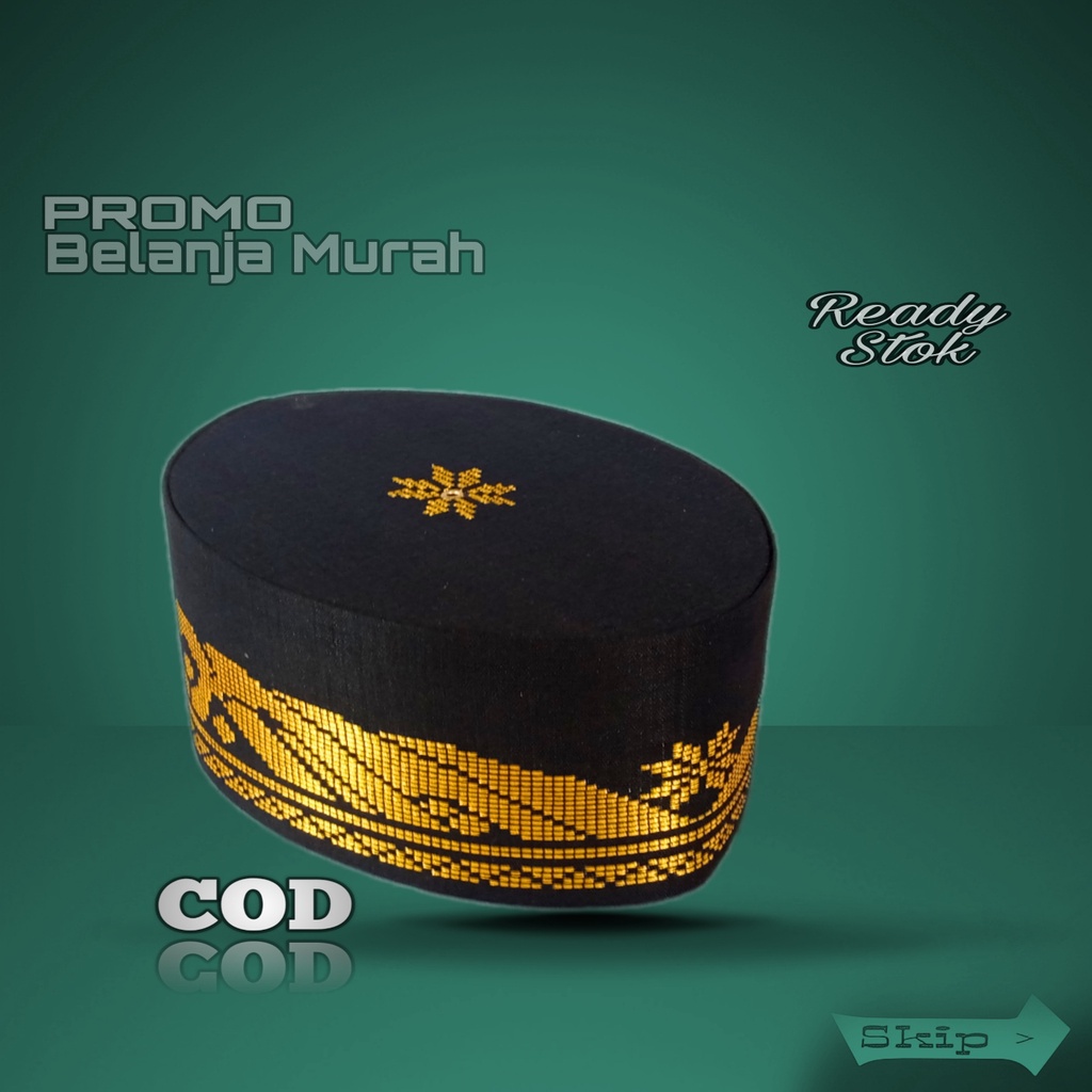 Jual SONGKOK PECI SONGKET HITAM EMAS MOTIF GUNUNG DIPAKAI sholat PARA ...