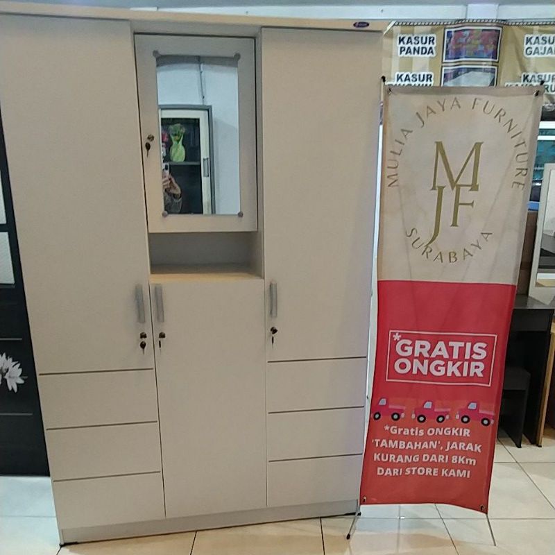 Jual Almari Lemari Pakaian Baju 2 Pintu dan 3 Pintu Kaca Masuk | Shopee ...