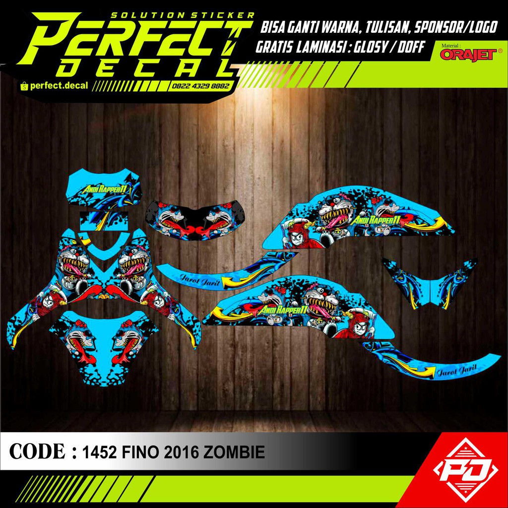 Jual Decal Stiker Motor FINO FI 125cc OLD / NEW ZOMBIE DORAEMON Full ...