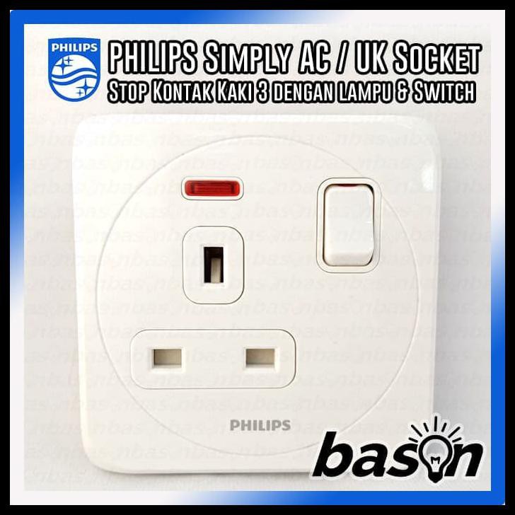 Jual PHILIPS Simply AC Socket | Stop Kontak UK dengan switch on off ...