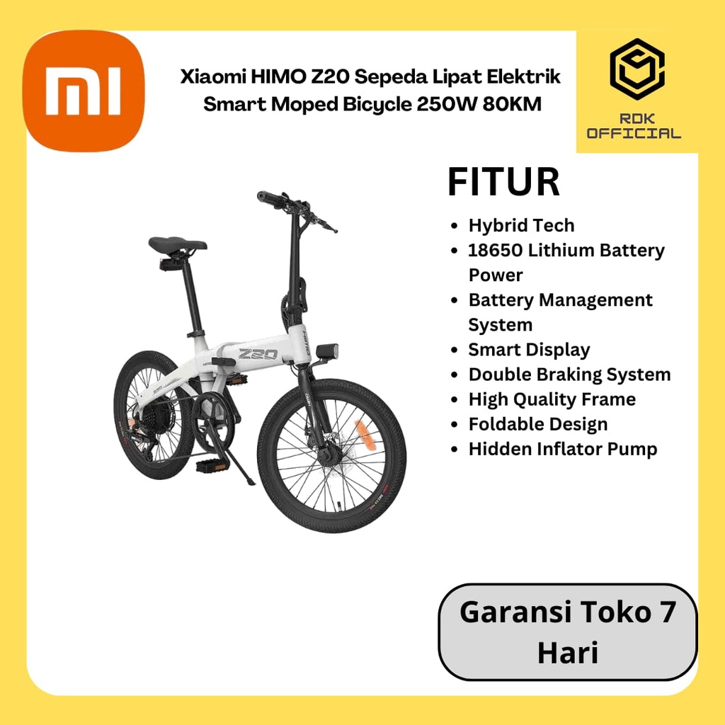Jual Xiaomi HIMO Z20 Sepeda Lipat Elektrik Smart Moped Bicycle 250W Menempuh jarak Electric ...